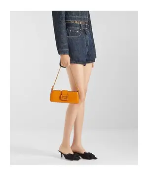 Fendi Logo Patch Denim Shorts - Blue