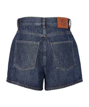 Fendi Logo Patch Denim Shorts - Blue