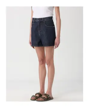Fendi Logo Patch Denim Shorts - Blue