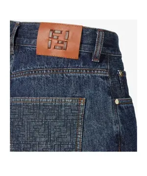 Fendi Logo Patch Denim Shorts - Blue