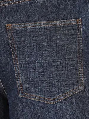 Fendi Logo Patch Denim Shorts - Blue
