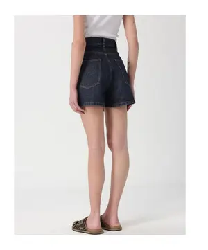 Fendi Logo Patch Denim Shorts - Blue