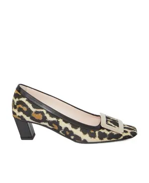 ROGER VIVIER Belle Vivier Leopard Print Pumps With Metal Buckle - Black