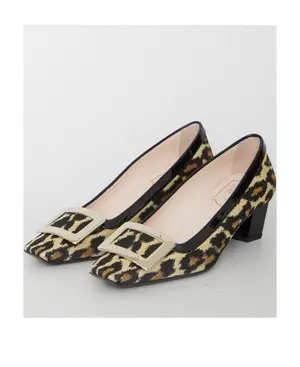 ROGER VIVIER Belle Vivier Leopard Print Pumps With Metal Buckle - Black