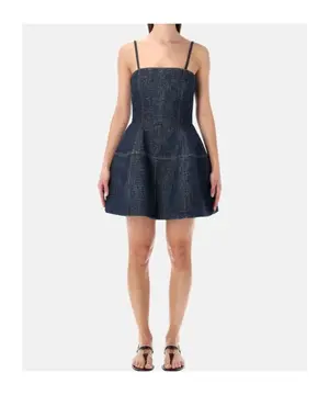 Fendi Ff Motif Denim Mini Dress - Dark Blue