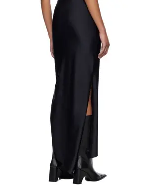 Coperni Sleeveless High Collar Maxi Dress With Asymmetrical Hem And Side Slits - Black
