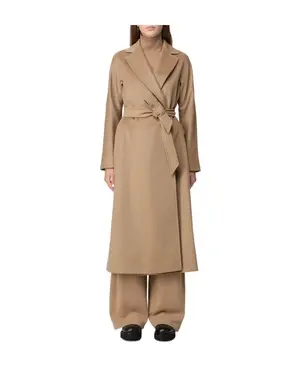 Max Mara Belted Long-sleeved Coat - Camel