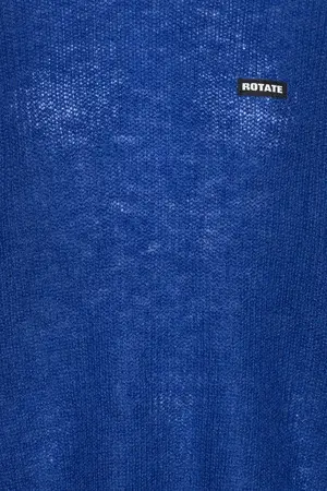 ROTATE BY BIRGER CHRISTENSEN Crew Neck Logo Patch Sweater - Blue
