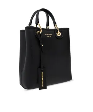 Emporio Armani Shopper Bag With Top Handle And Adjustable Shoulder Strap - Black