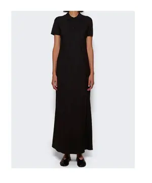 THE ROW Valenit Maxi Dress With Peak Collar And Short Sleeves - Black