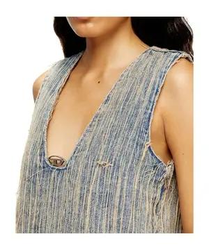 DIESEL® De Laris Asymmetric V-neck Day Dress - Medium Blue