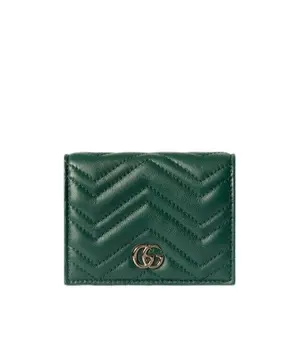 Gucci Gg Marmont Card Case Wallet - Green