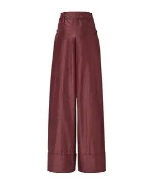 Fendi Taffeta Logo Plaque Wide-leg Trousers - Red