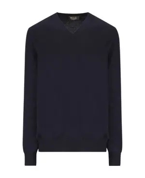 Loro Piana Loro Piana Long-Sleeved V-Neck Jumper Navy Blue