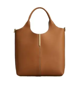 TOD'S Logo Engraved Small Shopper Bag - Brown