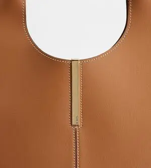 TOD'S Logo Engraved Small Shopper Bag - Brown