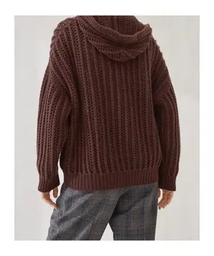 Brunello Cucinelli Openwork Ribbed Hooded Cardigan - No