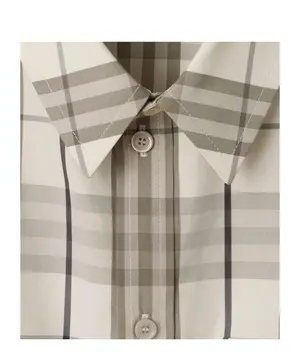 Burberry Cropped Checked Shirt With Self-tie Hem