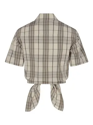 Burberry Cropped Checked Shirt With Self-tie Hem