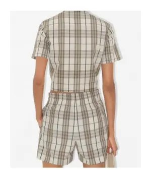 Burberry Cropped Checked Shirt With Self-tie Hem