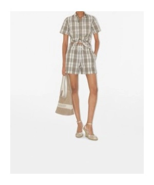 Burberry Cropped Checked Shirt With Self-tie Hem