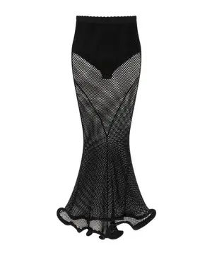 Givenchy Midi Kickback Skirt In Mesh