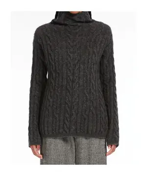 Max Mara High-neck Cable-knit Jumper - Gray