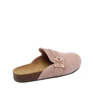 Tory Burch Mellow Suede Mules With Metal Logo