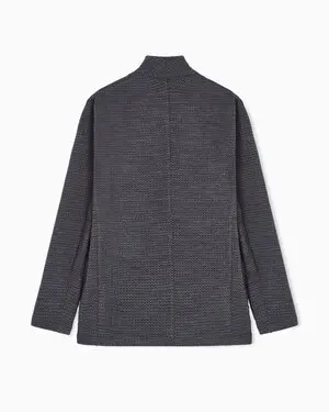 Emporio Armani Textured Button-up Knit Jacket - Grey