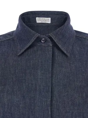 Brunello Cucinelli Embellished Long-sleeved Denim Shirt