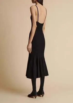 Khaite Queen V-neck Midi Dress