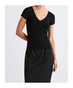 Marella Rib-knit Viscose Sweater With V-neckline And Kimono Sleeves