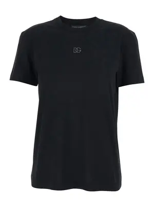 Dolce & Gabbana Embellished Logo Crewneck T-shirt - Black