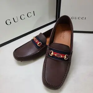 Gucci Web Stripe Driving Loafers - Brown