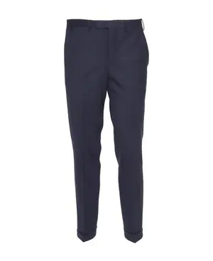 PT TORINO Tailored Straight-leg Trousers With Turn-up Hem - Black