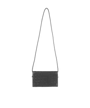 Bottega Veneta Intrecciato Clamshell Shoulder Bag - Black