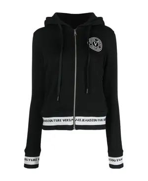 Versace Logo Embroidered Zip-up Hoodie