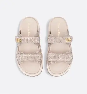 Dior Logo Plaque Slip-on Sandals - Beige