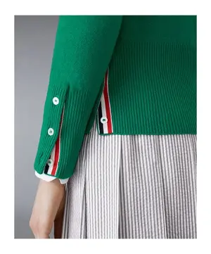 Thom Browne V-neck Cashmere Cardigan With 4-bar Stripes - Green