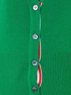 Thom Browne V-neck Cashmere Cardigan With 4-bar Stripes - Green
