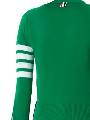 Thom Browne V-neck Cashmere Cardigan With 4-bar Stripes - Green