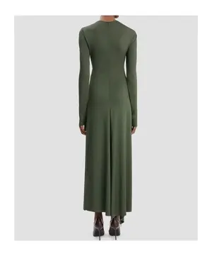 Victoria Beckham Twist Armhole Midi Dress - Olive Green