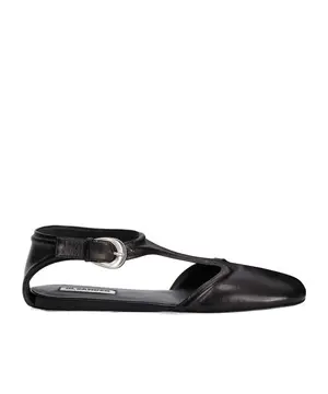 JIL SANDER Round Toe Ankle Strap Sandals