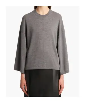 Khaite Darcy Crewneck Pullover In Fine Merino Wool - Grey