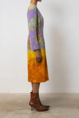 Dries Van Noten Round-neck Long-sleeve Floral Print Dress