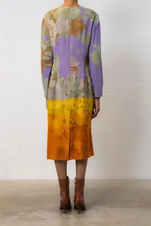 Dries Van Noten Round-neck Long-sleeve Floral Print Dress