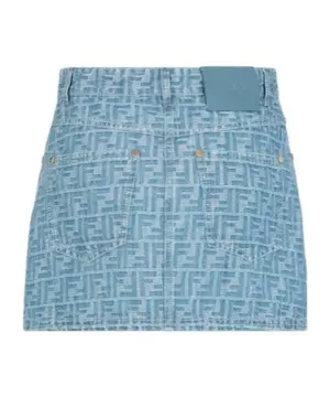 Fendi Ff Printed Denim Skirt