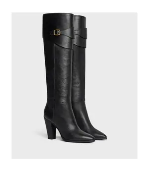 Celine Riding Boots With Triomphe Detail In Calfskin