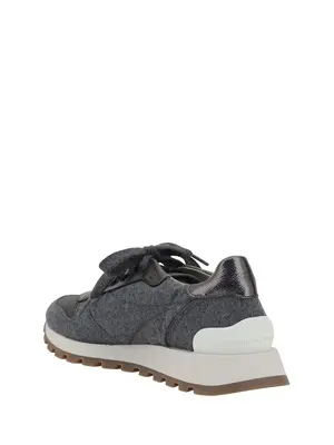 Brunello Cucinelli Round Toe Lace-up Sneakers - Gray