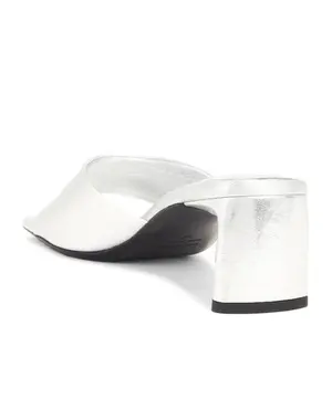Balenciaga Embossed Logo Heeled Sandals - Silver